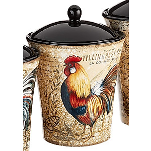 Certified International 23656 Gilded Rooster Canister Set (3 Piece), One Size, Multicolor
