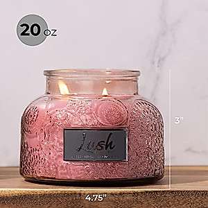 A Cheerful Giver - Amber Bergamot Patchouli - 20oz Large Scented Candle Jar with Lid- Lush - 95 Hours of Burn Time, Gift for Women, Pink
