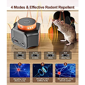 Mouse Repellent, Meilen Mice Repellent Ultrasonic Pest Repeller, Rodent Repellent Indoor, Squirrel Repellent, Rat Control with Ultrasounds and 9 Strobe Lights, Rat Repellent for House RV Garage