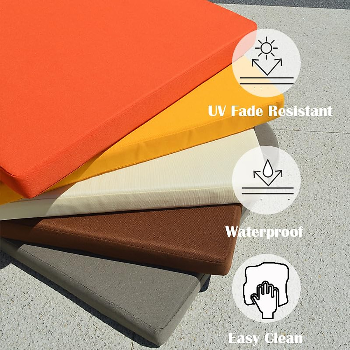 SK Studio Outdoor Chair Cushions for Patio Furniture, Set of 2 Waterproof Square Corner Memory Foam Patio Chair Cushion with Adjustable Ties Outdoor Seat Cushions, Black, 18"x18"x2"