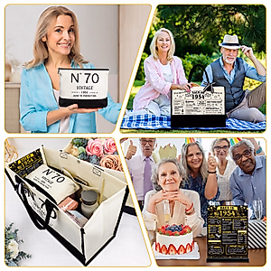 70th Birthday Gifts for Women Canvas Tote Bag Travel Gear, Unique 70 Years Old Gifts for Wife Sister Mom Aunt Friends Her, Vintage N°70 Beach Bag & Cosmetic Bag & Back in 1954 Poster