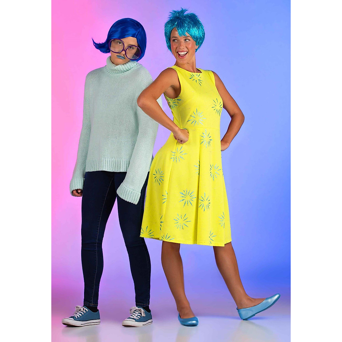 Fun Costumes Disney and Pixar Inside Out Sadness Costume for Adults, Deluxe Women's Sadness Outfit for Halloween and Cosplay Large Blue