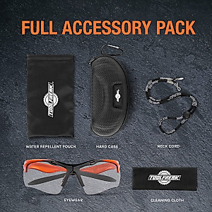 ToolFreak Rebel Safety Glasses - Light Grey - Lens Designed for Both Indoor & Outdoor Use - UV Protection, ANSI Z87-2020 Rated, Distortion-Free & Anti-Fog Coating - Hard Case & Cloth