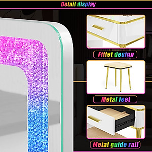 FREDEES Lighted Vanity Mirror Set with Touch Screen, Drawers, and Stool - White