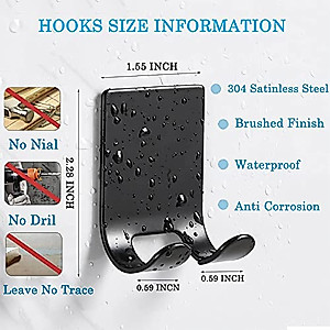 Waterproof Razor Holder for Shower,Adhesive Hooks Heavy Duty Stick on Wall Hooks Towel Hooks Door Hooks Stainless Steel Plug Hooks Adhesive Holders for Hanging Clothes Kitchen Bathroom Hook 2 Pack