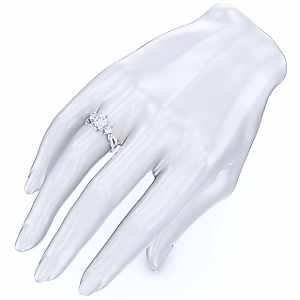 PRSTANI 14k White Gold Pave Spilt Shank 1ct Main Simulated Diamond Engagement Ring Promise Ring For Women (5.5)