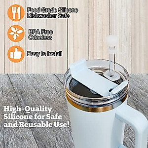 6pcs Silicone Spill Proof Stopper Compatible with Stanley 1.0 Tumbler 40oz/ 30oz Including Straw Cover Cap, Square Spill Stopper and Round Leak Stopper Compatible with Stanley Cup Accessories