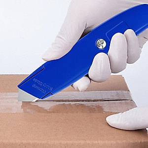 DIYSELF 1 Pack Box Cutter Retractable Heavy Duty with 10 Blades, Razor Blades Utility Knife for Cardboard, Carton, Boxes, Cutter Knife, Exacto Knife Box Knife (Blue)