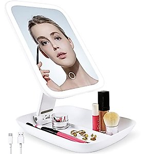 chooone Makeup Mirror with Lights, 3 Color Lighting Modes 72 High Brightness LED Vanity Mirror, Touch Design, Infinitely Dimmable, Type-c