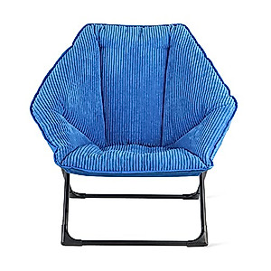 Amazon Basics Hexagon Shaped Chair with Foldable Metal Frame, Blue, 33.5"D x 31.5"W x 34.3"H