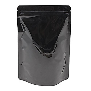 100 Pieces Resealable Mylar Bags Stand Up Foil Pouch for Zip Aluminium Foil Lock Food Storage Packaging Airtight Zipper Pouches (3.3x5.1 inch, Black)