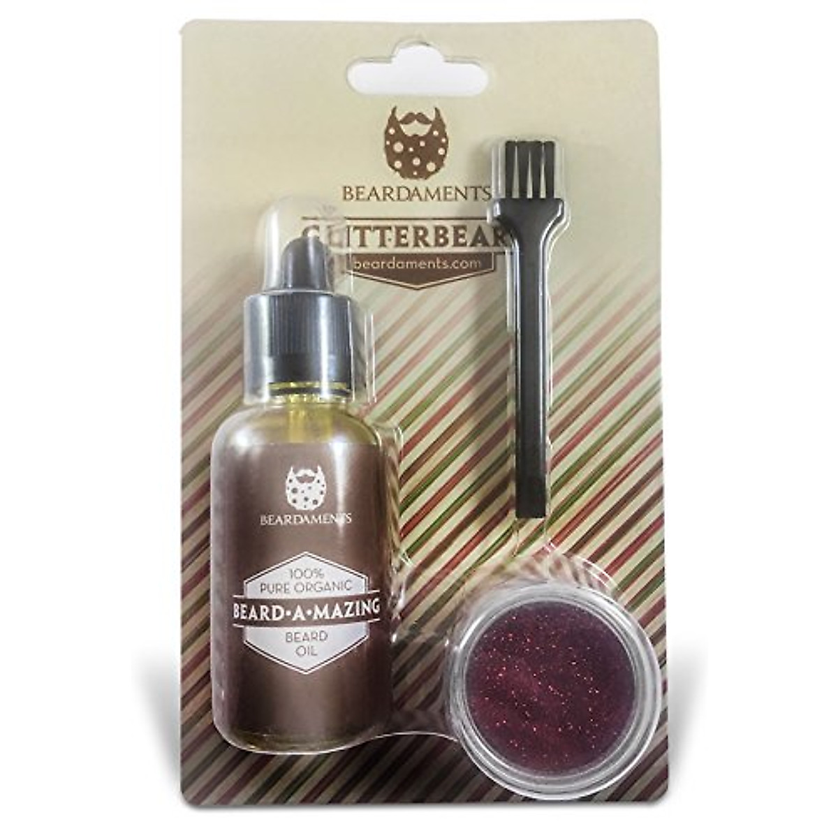 Glitterbeard by Beardaments- Beard Glitter with Beard Oil and Brush - 4 Colors Available (Green)