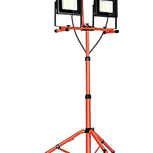 Juyace Led Work Light 100W 10000LM 5000K Daylight White Work Lights with Stand Rotatable Twin-Head & Telescopic Metal Tripod Portable Led Flood Light Indoor/Outdoor IP65 Waterproof