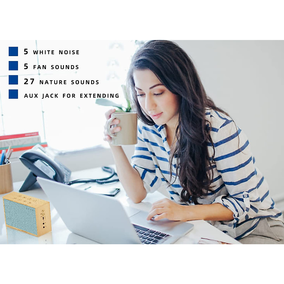 Lexenic White Noise Machine,Wooden Sleep Sound Machine with 24 Hours Playtime, 6W HD Stereo Dual Speakers and Bass with 37 Non Looping Soothing Sleep Sounds Therapy for Baby Kids Adults