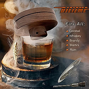 Cocktail Smoker Kit- Old Fashioned Smoker with Oak, Cherry, Apple and Pecan Wood Chips, Drink Smoker Infuser for Bourbon Whiskey Cocktail (walnut)