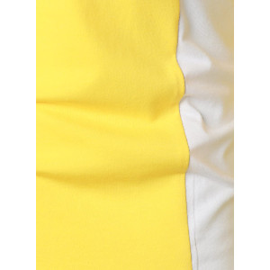 HOOD CREW Mens Long Sleeve Polo Shirts Fashion Color Block Zipper T shirts Yellow 3XL