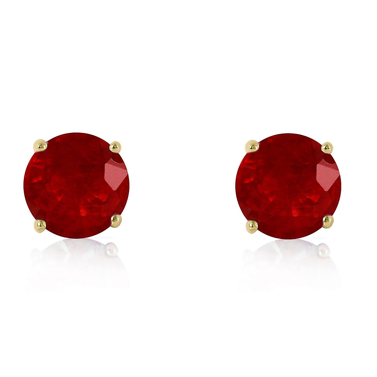 Galaxy Gold GG 14k Solid Yellow Gold Ruby Stud Earrings 3.5 ct s Ruby (yellow-gold)