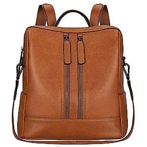 S-ZONE Women Genuine Leather Backpack Casual Convertible Shoulder Bag Purse