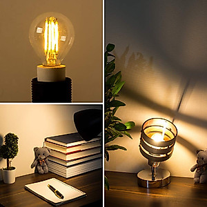 Lxcom Lighting E14 4W LED Filament Bulb Dimmable Vintage Edison Candle Light Bulb 4 Pack 2700K Warm White G45 Clear Glass Globe Lamp 400LM 40W Equivalent, AC 110V