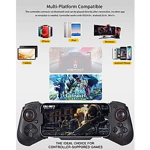 Joso Mobile Game Controller for iPhone, Android, PC, Steam, Direct Play, 15 Hours Playtime, Phone Controller Gamepad Joystick for iPhone 14 13 12 Pro Max, Galaxy S23 S22 Ultra, iPad, Tablet, MFi Games