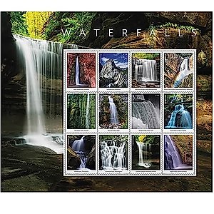 Waterfalls (Sheet of 12) Postage Forever Stamps US Postal First Class Nature Rock River Park Party Announcement Celebration Anniversary Wedding 2023 Scott #5801