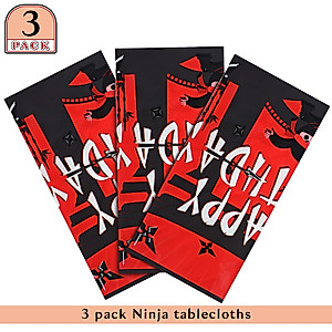 WovWeave 3 Pieces Ninja Birthday Party Table Covers Disposable Plastic Ninja Tablecloths Ninja Rectangular Table Cloths for Kids Anime Ninja Birthday Party Decorations, 54 x 108 Inch