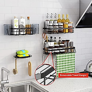 ANTOPY 2 Tier Fruit Basket with 2 Banana Hangers, Countertop Fruit Vegetable Basket Bowl for Kitchen Counter & Shower Caddy Shelf Rack with Soap Dish Toothbrush Holder Shower Organizer 4 Pack