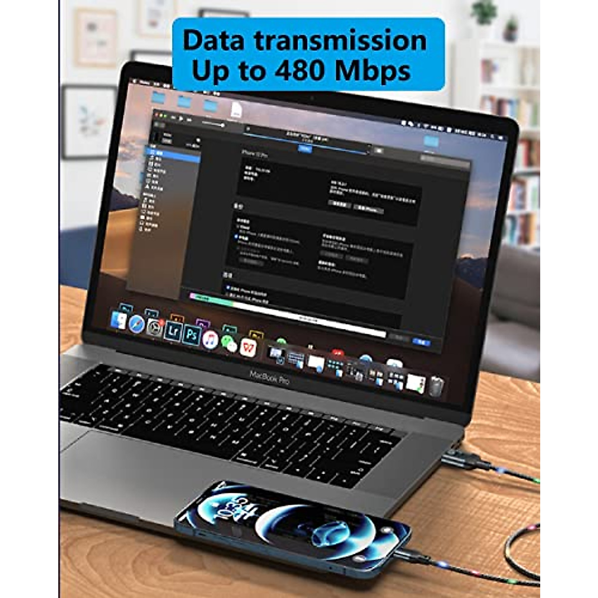 USB C Cable,Fast Charging USB A to C Cable with Data sync, Voice Control LED Light Up Phone Charger Cord for Samsung Galaxy S8/S9/S10/S20/S21, LG, Google Pixel, Oneplus, Moto and More.