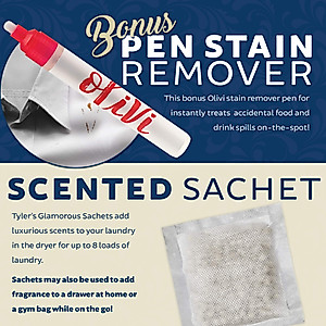 Tyler DIVA Glamorous Wash Laundry Detergent- 1/2 Gallon - With Olivi Stain Remover Pen - Fresh Scented Sachet - Laundry Detergent - For Washing Clothes, Linen, Lingerie, Expensive Fabric, Sheets