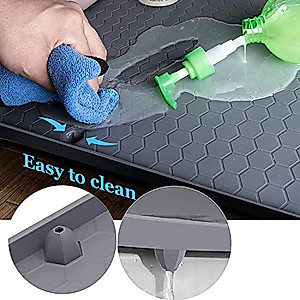 Under Sink Mat, Kitchen Waterproof Cabinet Liner 34" x 22" Flexible Silicone Under Sink Liner, Sink Mats for Bottom of Kitchen Sink Liner Drip Tray with Drain Hole, Kitchen Bathroom Cabinet Mat