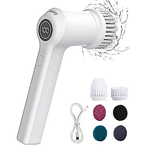 AIRSEE Electric Spin Scrubber for Bathroom Bathtub, Cordless Power Spinning Scrub Brush, Handheld Shower Cleaner Brush with 6 Replaceable Brush Heads for Tile, Tub, Dish, Sink, Grout, Wall, Kitchen