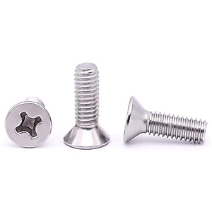 30 Pcs M4-0.7x50mm Flat Head Machine Screws, Phillips Cross Screw, Phillips Drive，304 Stainless Steel, Fasteners Bolts，Countersunk Machine Screws