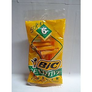 BIC Single Blade Sensitive Disposable Shaver,6 ea, Yellow
