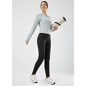 BALEAF Women's Fleece Lined Leggings Thermal Warm Winter Tights High Waisted Thick Yoga Pants Cold Weather with Pockets Black XL