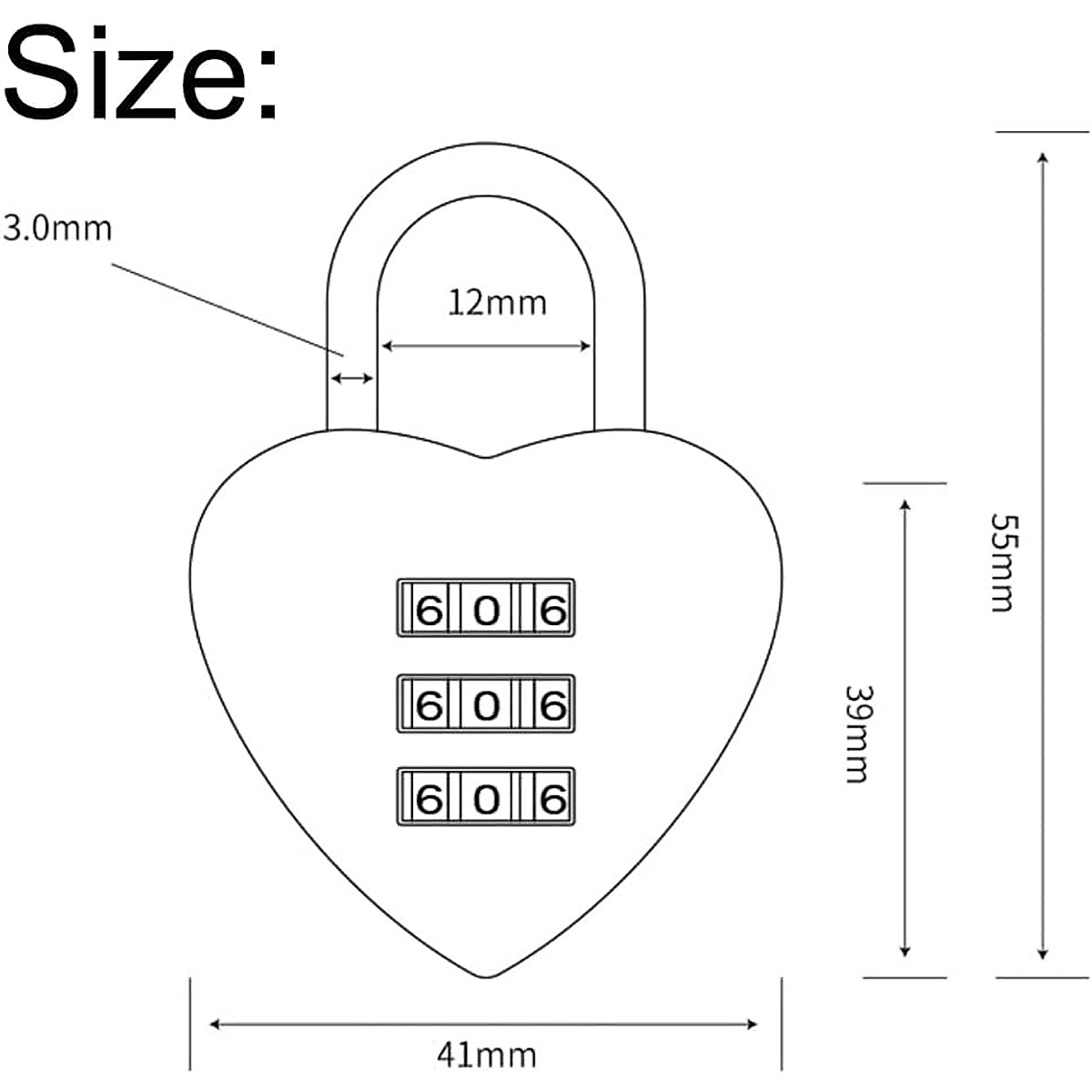 1Pc Blue Cute Mini Combination Lock 3 Digit, Love Heart Shape Password Code Locker Padlock for Indoor,Outdoor Combination Padlocks