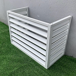 Air conditioner fence for outside units, mini split ac cover for outside unit, outdoor heat pump cover, sturdy and durable, noise reduction, suitable for gardens, balconies, walls, courtyards ( Color