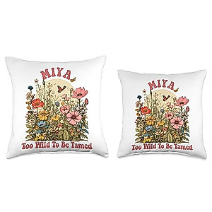 Wildflower Gift For Women Gift For MIYA Cute Retro Girls Wildflower Miya Name Throw Pillow, 16x16, Multicolor