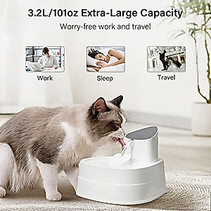 Automatic Cat Water Fountain: Hillpig 101oz/3L Pet Water Fountain with Ultra Quiet Pump & Multiple Water Flow Settings & 3-in-1 Filtration for Cats & Dogs & Multiple Pets