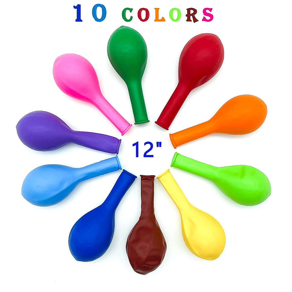 Yeunmu100 PCS Balloons Assorted Colors（Inside 10 Colors-10 Per Color), Thicken Balloons, 12 Inch Balloons Bulk, Suitable for Birthday, Family Party, Graduation, Wedding