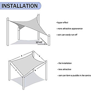 WORKPOINT Rectangle 6'x8' Patio Sun Shade Sail, Shade Sail UV Block Shade Cloth - Sunshade Fabric Awning Shelter for Pergola Backyard Garden Carport (Sand Color)