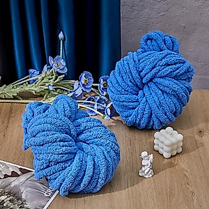 Timgle 12 Pack Fluffy Bulky Velvet Chunky Yarn Blanket Jumbo Chenille Yarn for Soft Throw and Blankets, Arm Knitting, Crocheting and DIY Crafts and Projects,35 Yards Each(Blue)