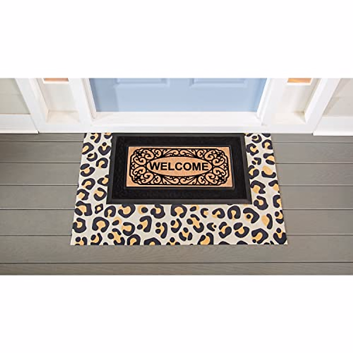 Evergreen Classic Animal Print Layering Entrance Doormat | Indoor and Outdoor | 42-inches x 26-inches | Non-Slip Backing | All-Season | Low Profile | Home Décor | Sassafras Collection