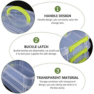 Zerodeko Tool Box 3-Tiers Storage Box, Stackable Carry Box Transparent Storage Bin Portable Storage Container Plastic Storage Case Art Supply Organizer for Organizing Sewing Suitcase