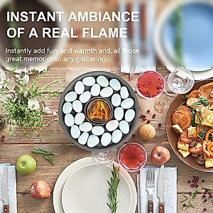 TAKEKIT Tabletop Fire Pit Bowl, 9.4 Inch Concrete Portable Fireplace for Indoor and Outdoor, Personal Fire Bowl with Roasting Sticks, S’Mores Maker, Used with Isopropyl Alcohol