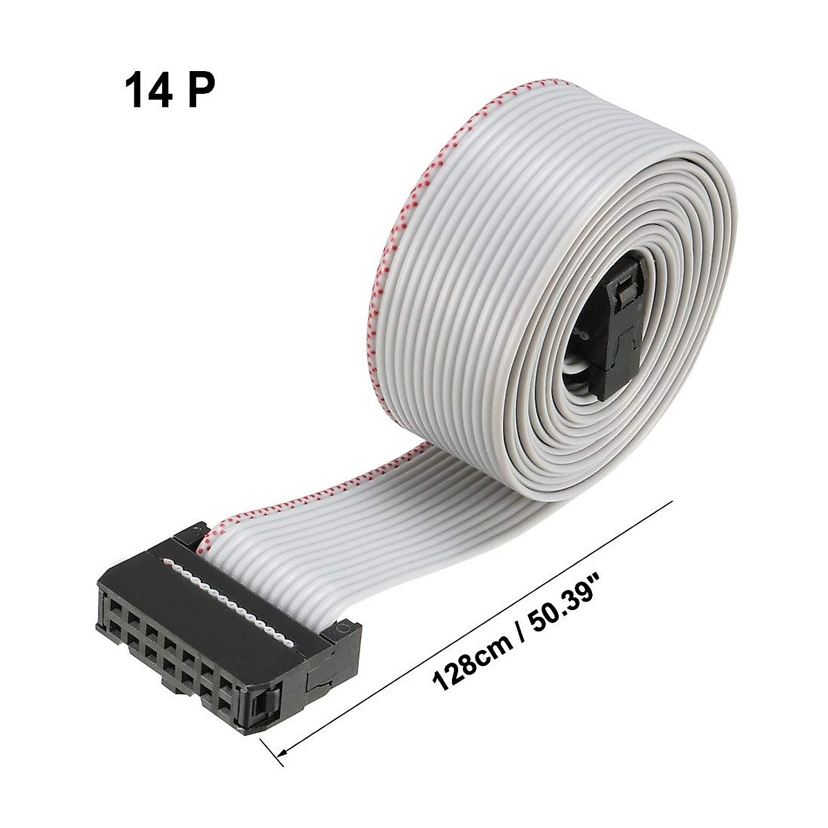 uxcell IDC Gray Wire Flat Ribbon Cable 14 Pins 128cm Length 2.54mm Pitch 2pcs Type-C