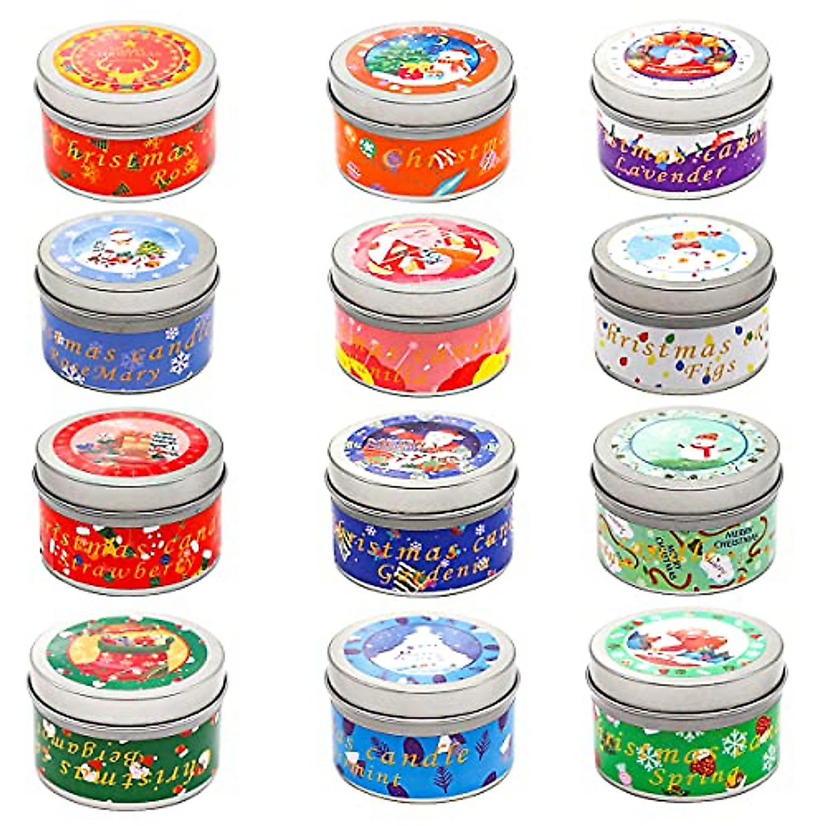 Christmas Scented Candles Gift Set, 12 PCS 2.5oz Aromatherapy Candles Gifts for Women Soy Wax Candles Gift for mom Portable Travel Tin Jar Candles for Birthday, Thanksgiving, Mother's Day