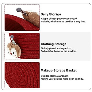 Toddmomy Collapsible Laundry Baskets Small Cotton Rope Woven Storage Basket Decorative Hamper Toilet Paper Basket with Penguin Doll Nursery Bin Laundry Baskets for Room Blankets Book Toy Organizer