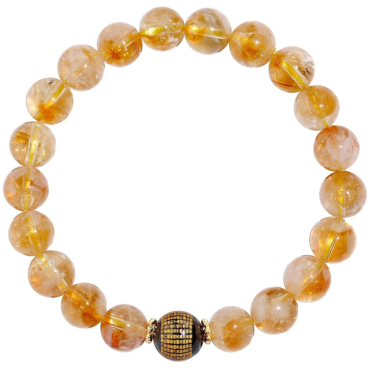 Jewever Geniune Natural Quartz Beaded Bracelet for Women Agate Sutra Beads Amulet Bracelet Stretch Healing Crystals and Gemstones Gifts for Jewelry (Citrine)