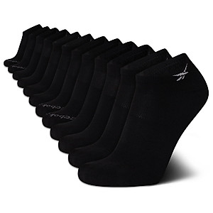 Reebok Men's Low Cut Socks - 12 Pack Performance Cushion Comfort No Show Socks - Breathable Athletic Socks for Men (6-12.5), Size 6-12.5, Black Feed