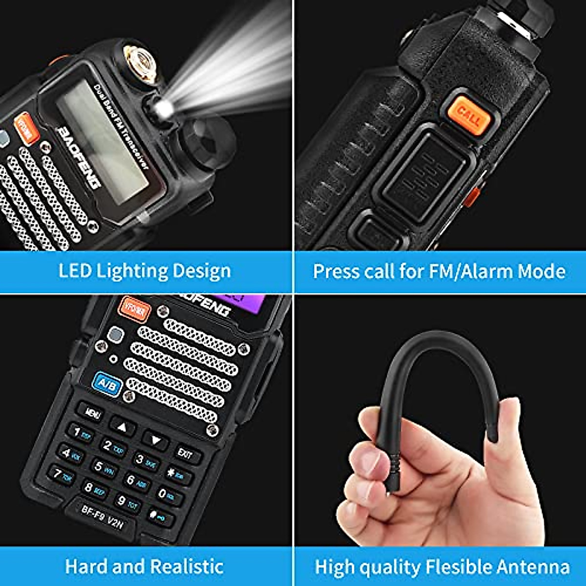 BAOFENG Two Way Radio, BF-F9 V2N 8-Watt Dual Band Radio with 2100mAh Li-ion Battery Portable Walkie Talkies with Includes Full Kit.Frequency Range 144-148/420-450Mhz